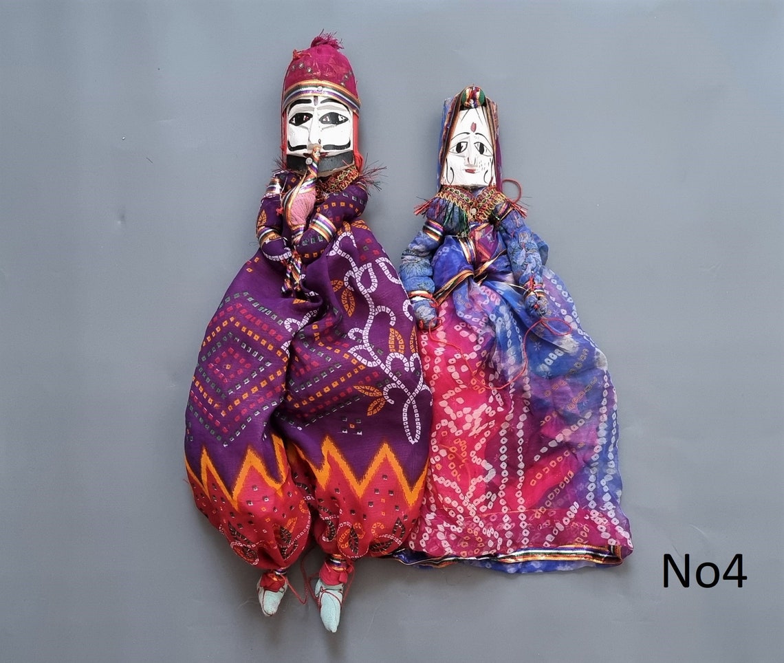 Traditional Indian puppets. Vintage wooden dolls. | Etsy