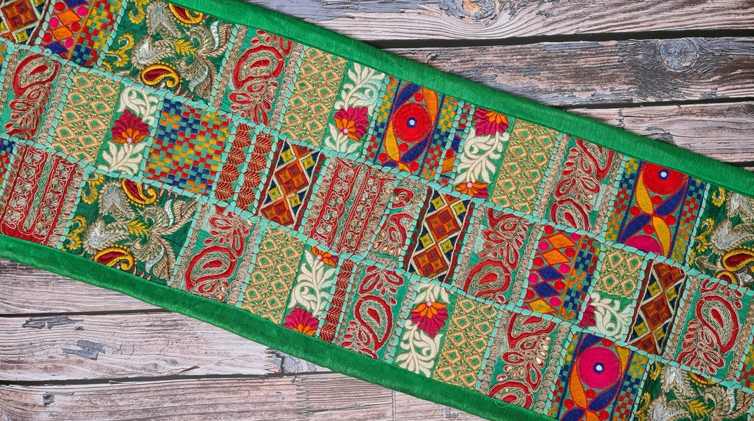 Vintage Sari Patchwork Table Runner - Etsy UK