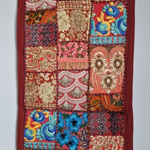 Embroidered Table Runner. Patchwork Sari Wall Hanging Made in India - Etsy