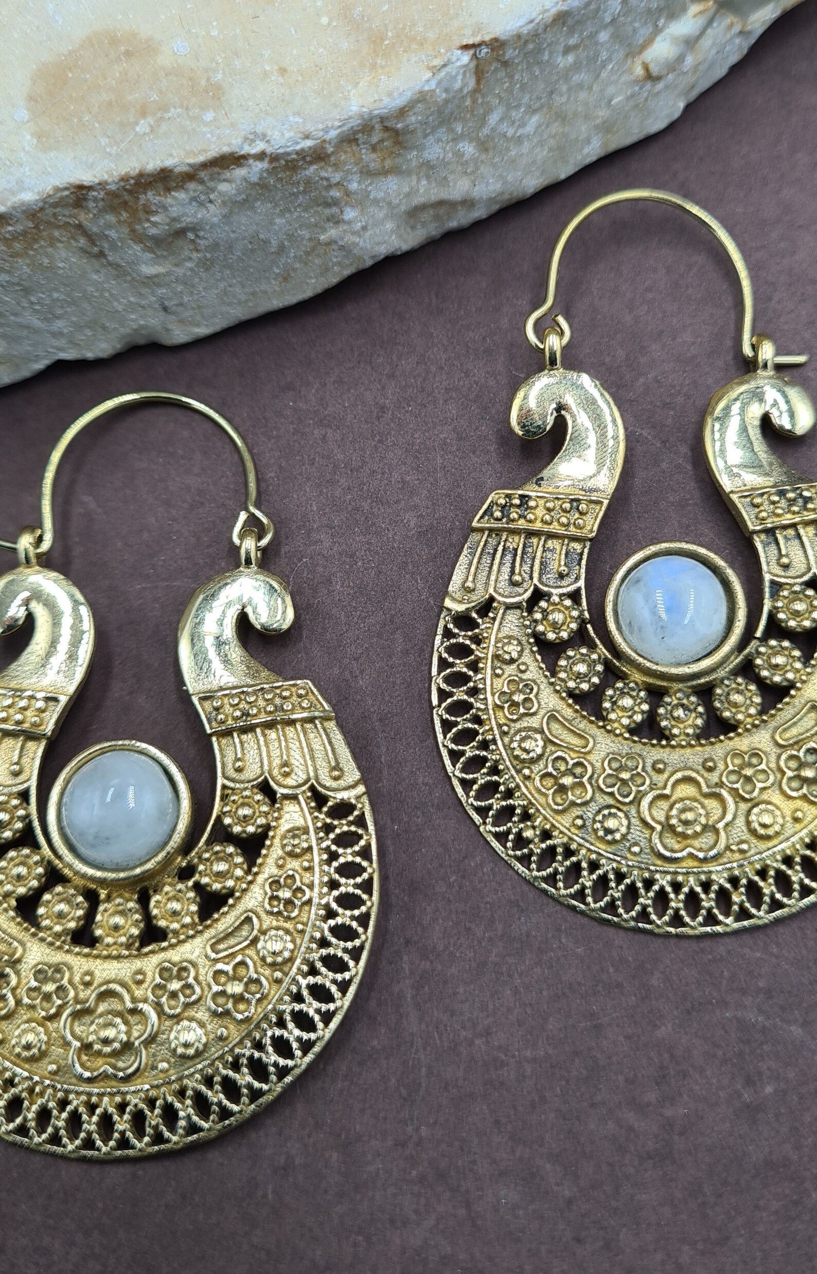 Gypsy Earrings. Gold Ornate Brass Earrings | Etsy