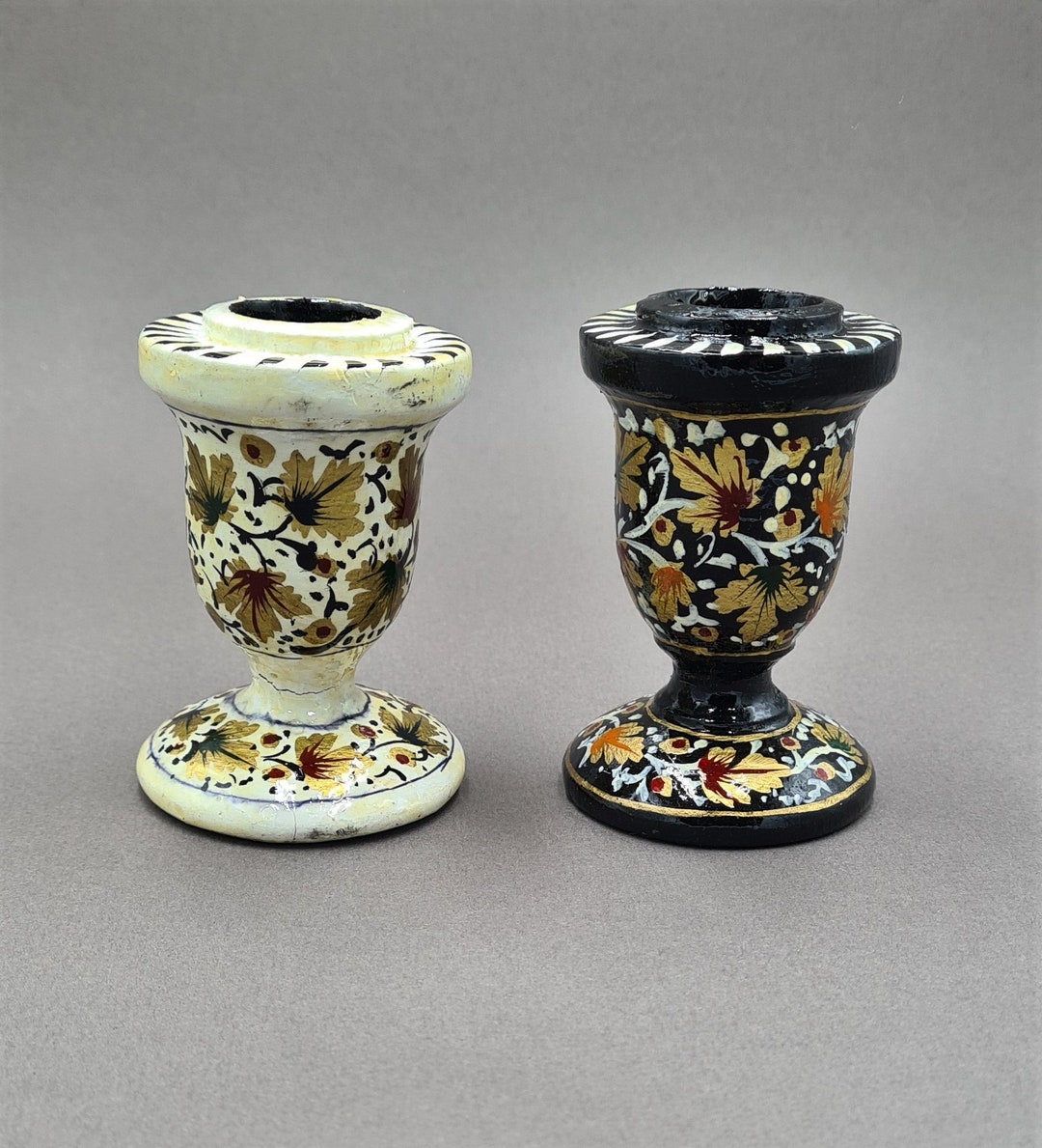 Set of 2 Paper Candle Holders. Hand-painted Decorative Candle Holders ...
