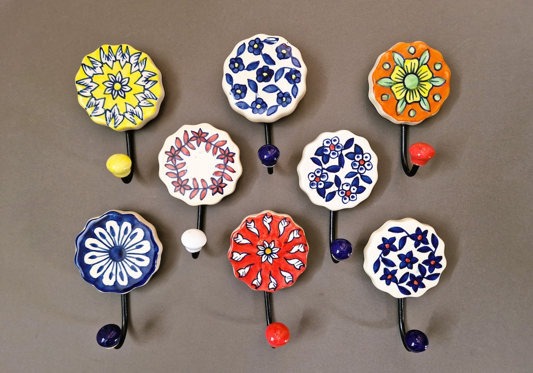 Large Colorful Vintage Hangers Ceramic Wall Hook Wall Hanger - Etsy