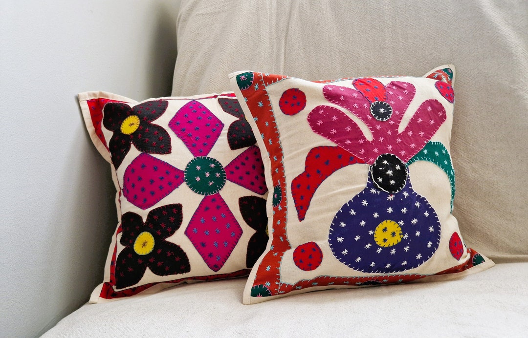 Set di 2 federe per cuscino vintage indiane. Fodera per cuscino patchwork - Etsy Italia