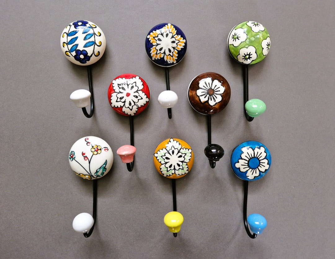 Medium Colorful Vintage Hangers Ceramic Wall Hook Wall Hanger - Etsy