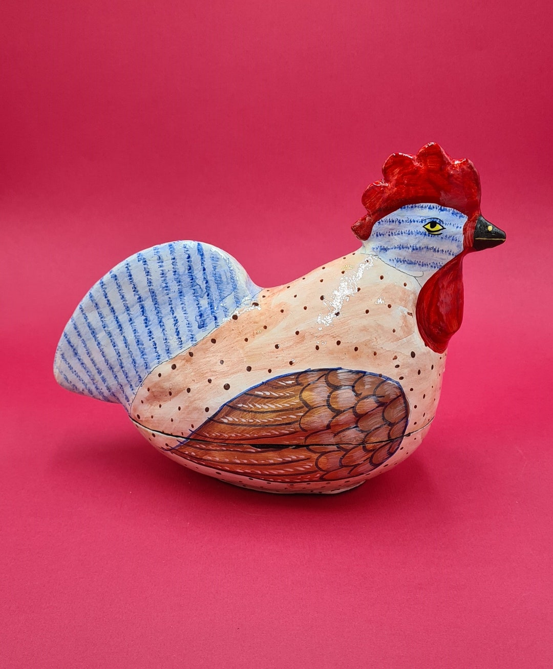 Hand-painted Paper Mache Chicken Box. Paper Mache Box. - Etsy