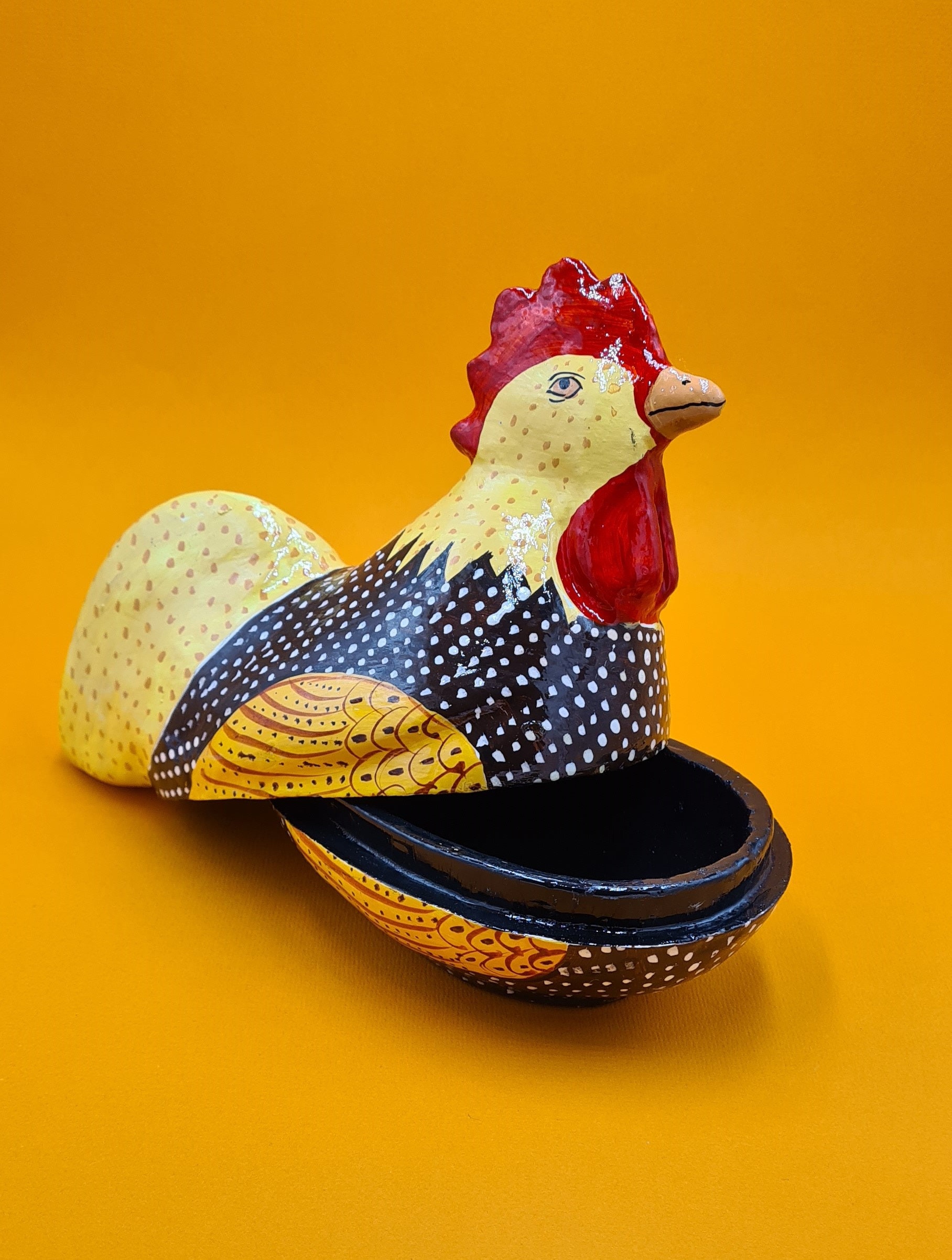 Hand-painted Paper Mache Chicken Box: Artisan Jewelry Holder - Etsy