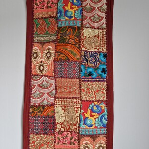 Embroidered Table Runner. Patchwork Sari Wall Hanging Made in India - Etsy