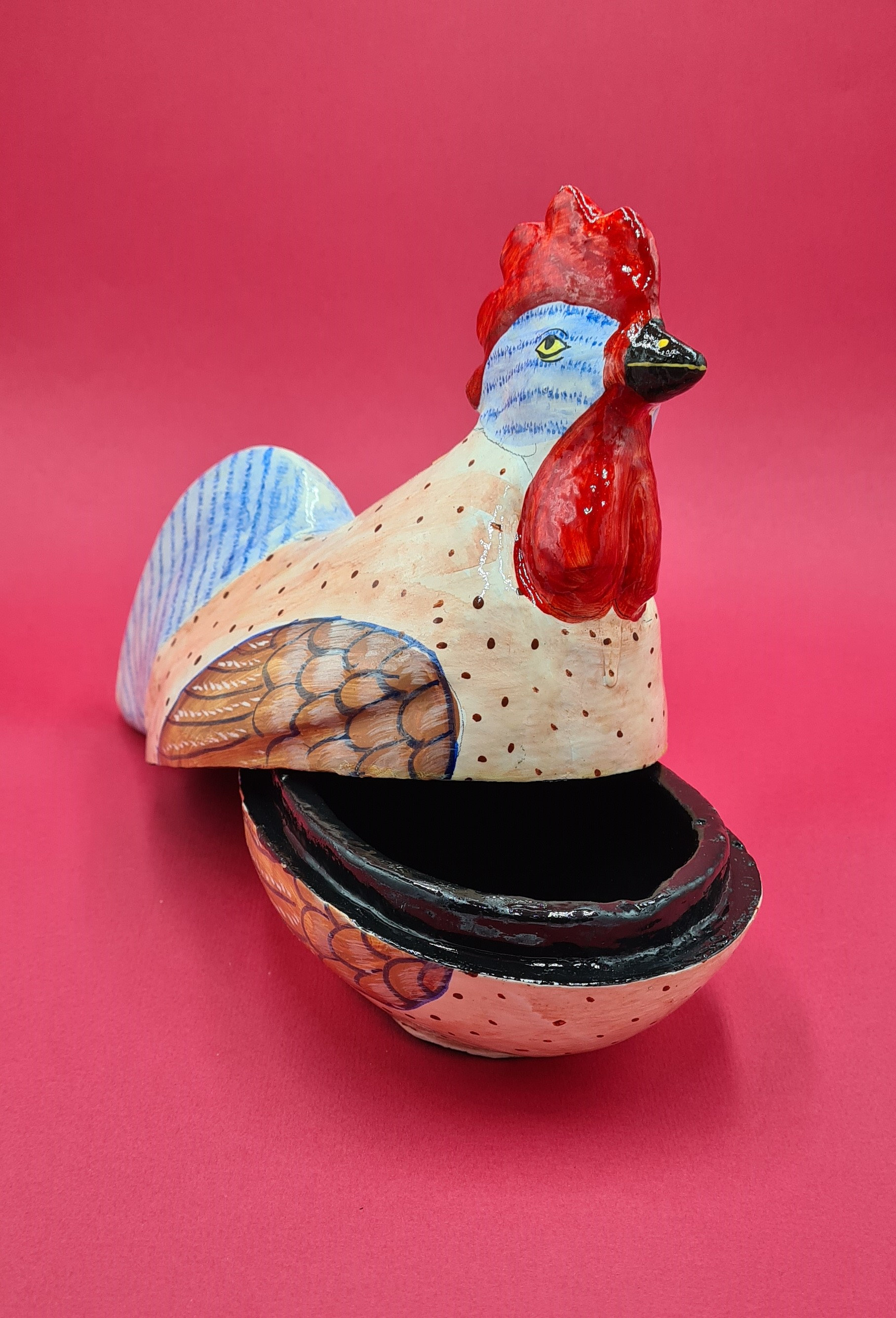 Hand-painted Paper Mache Chicken Box. Paper Mache Box. - Etsy