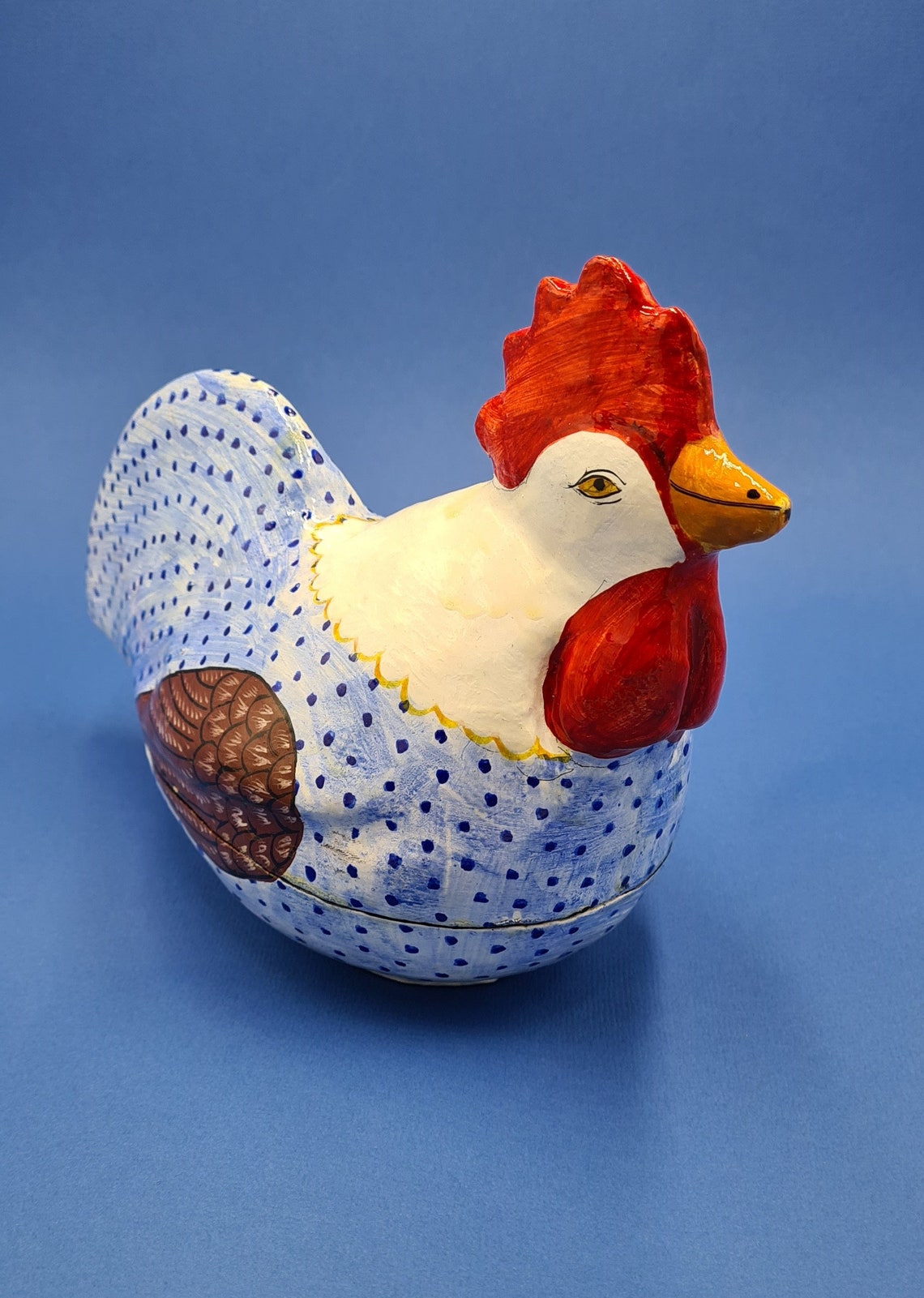 Hand-painted Paper Mache Hen Box. Paper Mache Box. - Etsy UK