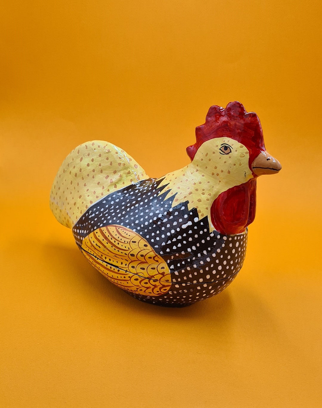 Hand-painted Paper Mache Chicken Box: Artisan Jewelry Holder - Etsy