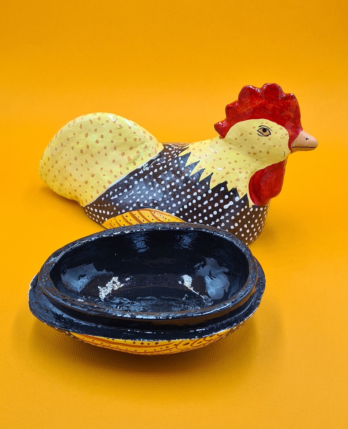 Hand-painted Paper Mache Chicken Box. Paper Mache Box. - Etsy