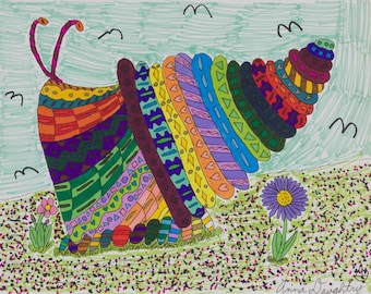 Hued Current Zentangle Art Print | Etsy