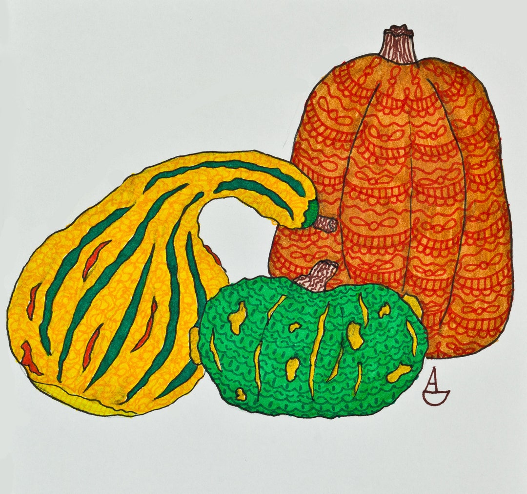 Bountiful 8x8 Zentangle Squash/gourd Print - Etsy