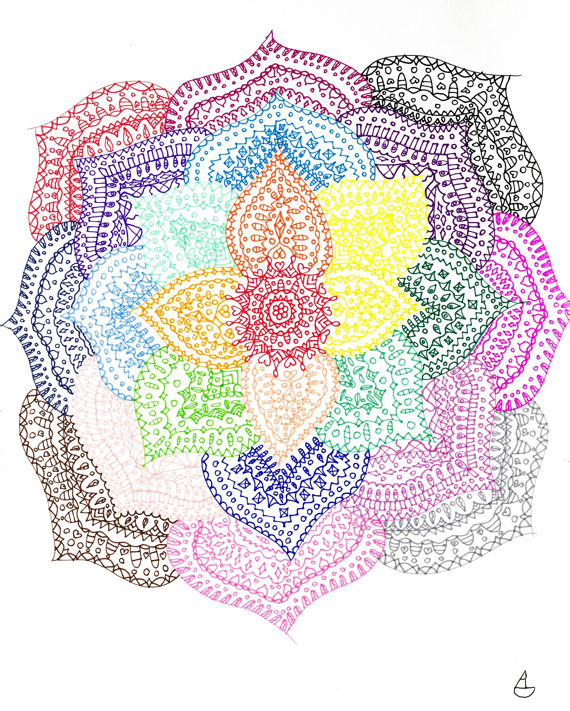 Whimsy Zentangle Mandala Print - Etsy UK