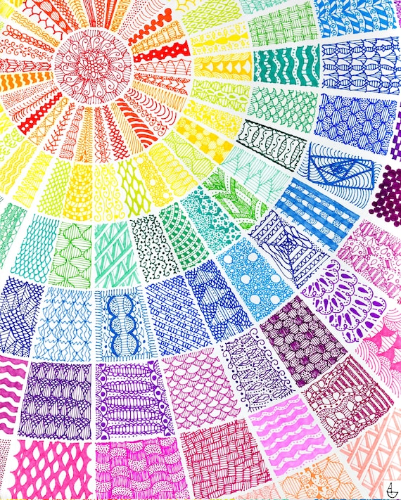Color Brite 11x14 Zentangle | Etsy