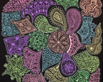 Hued Current Zentangle Art Print | Etsy