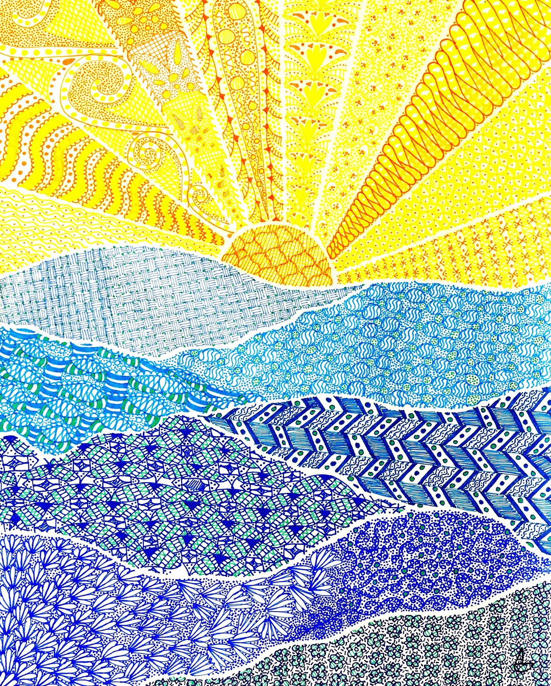 Aubade Zentangle Sunrise Sunset Print - Etsy