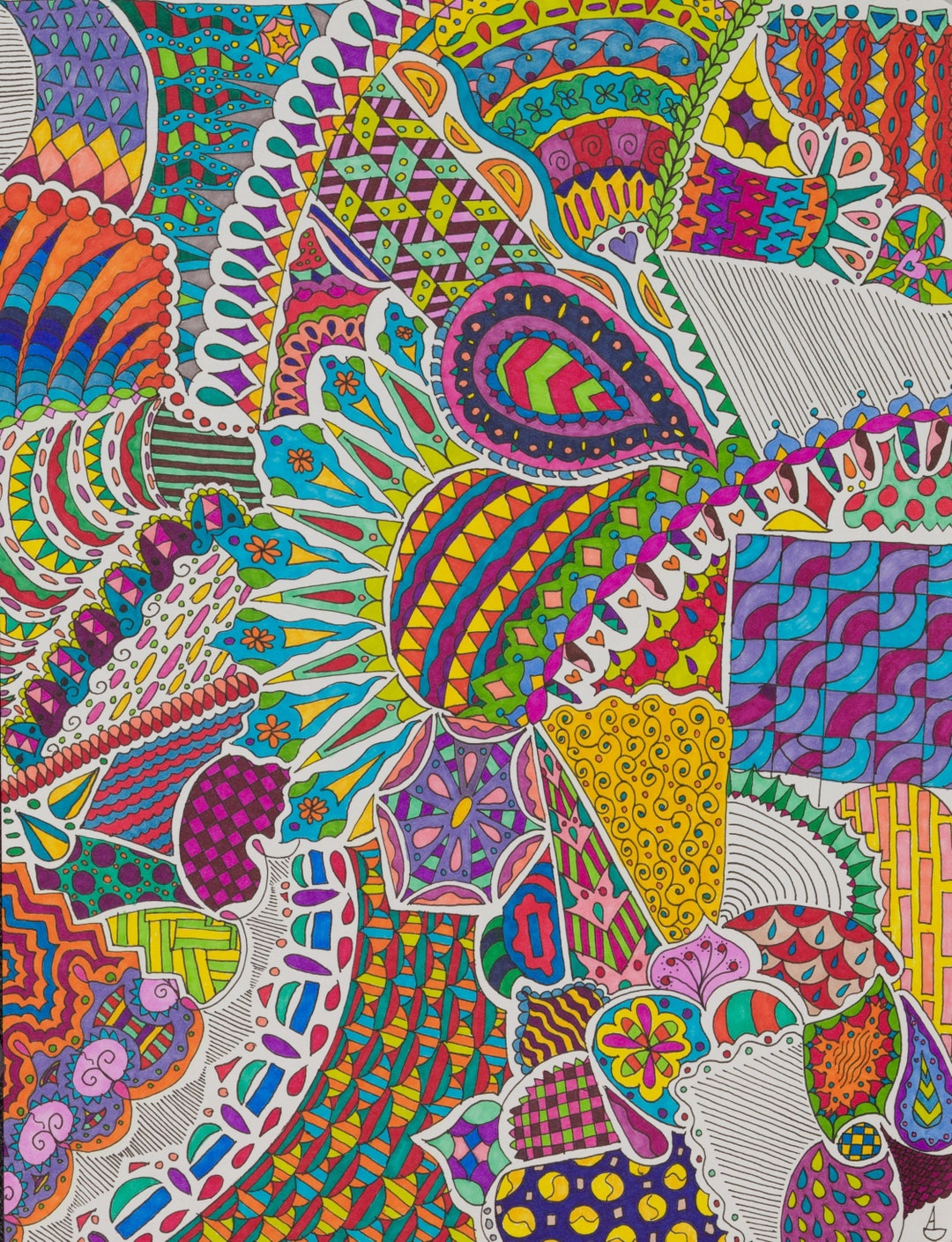 Crazy Quilt Zentangle Print Multiple Sizes - Etsy