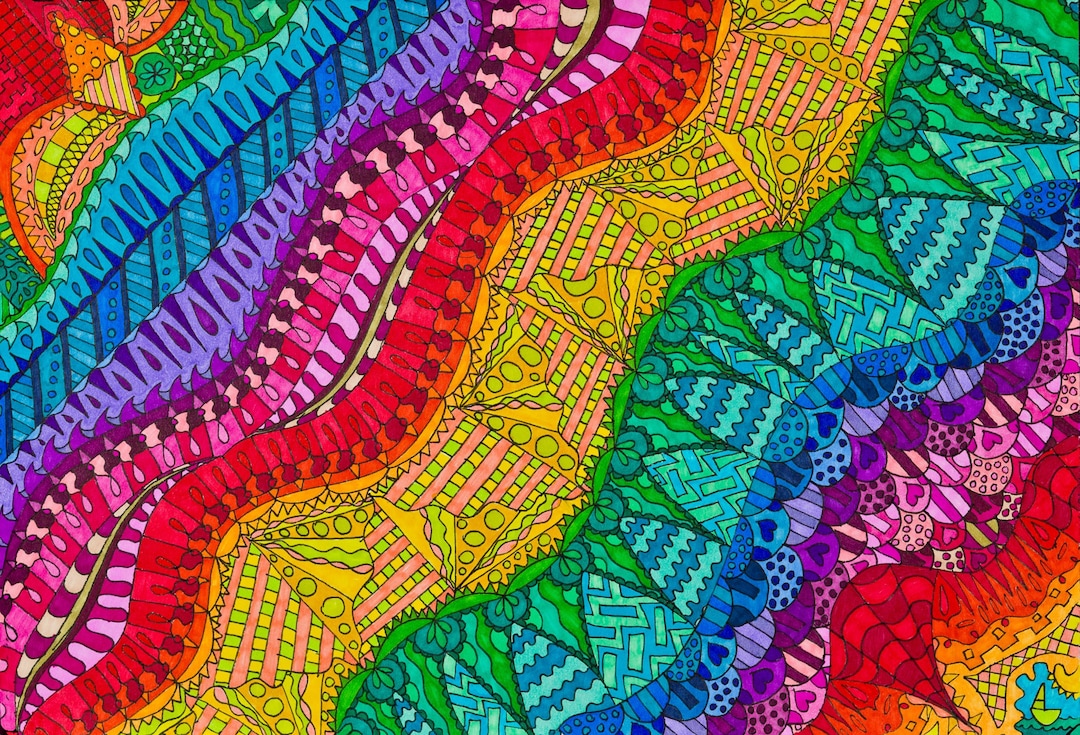 Hued Current Zentangle Art Print - Etsy