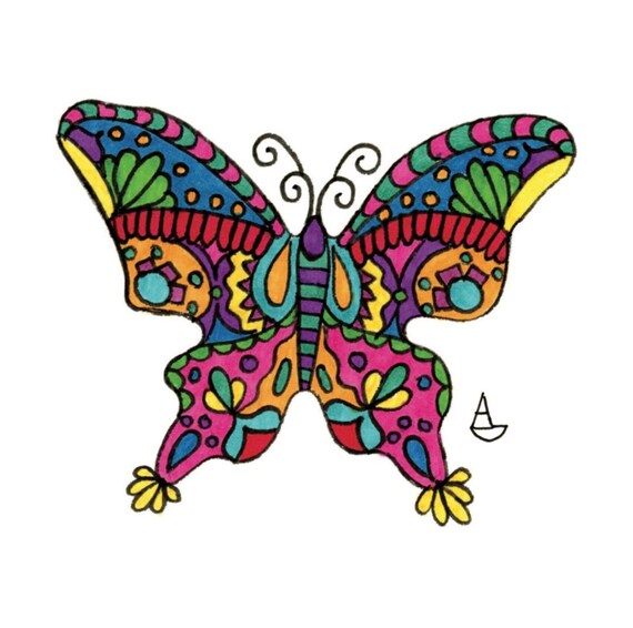 Mariposa Butterfly 6x6 Mini Zentangle Print - Etsy