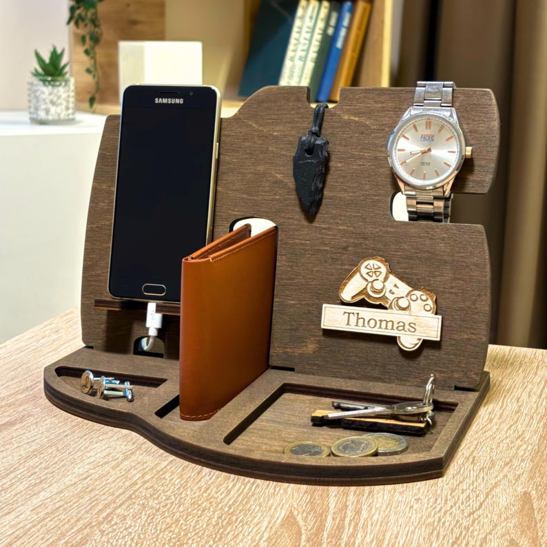 Wooden Charging Station, Docking Station, Phone Stand, Desk Organizer ...
