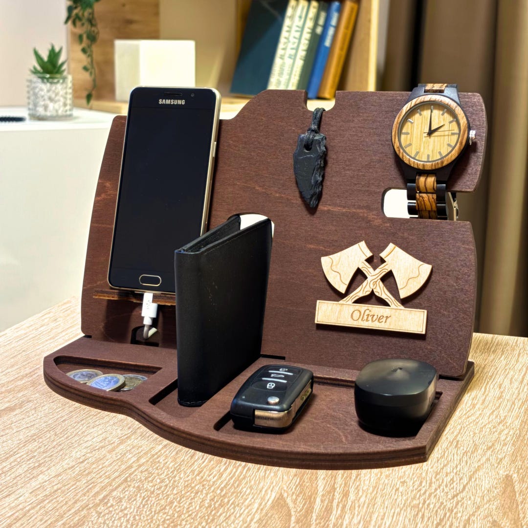 Wooden Charging Station, Docking Station, Phone Stand, Desk Organizer ...