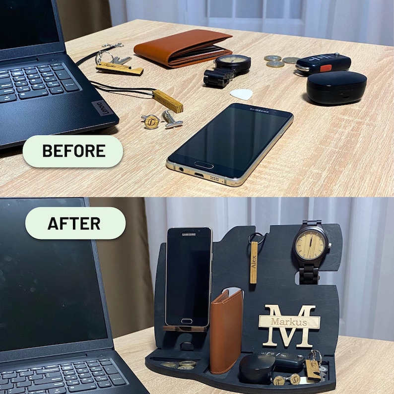 Wooden Charging Station, Docking Station, Phone Stand, Desk Organizer ...