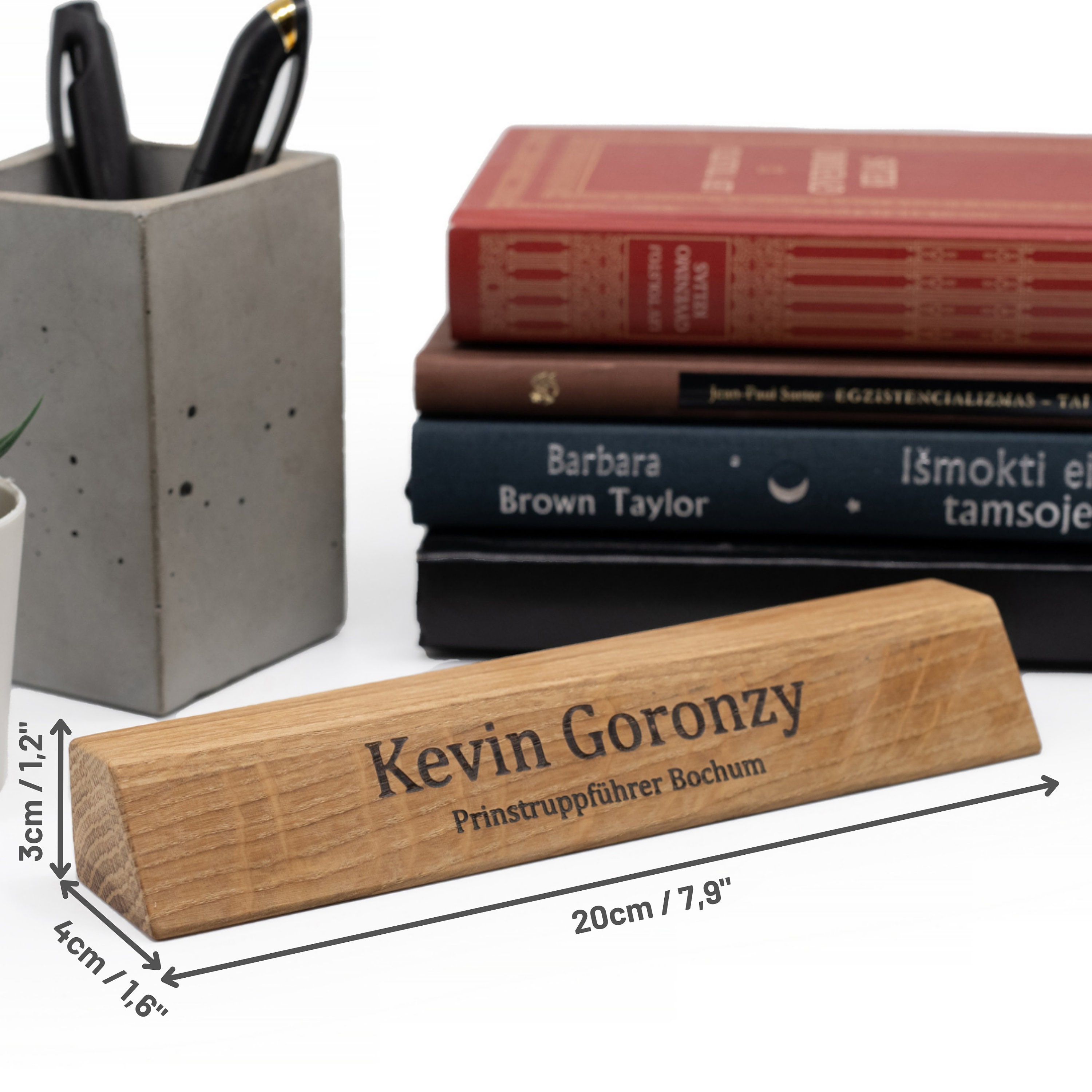 Personalized Desk Name Plate Gift for Him, Wood Desk Accessory ...