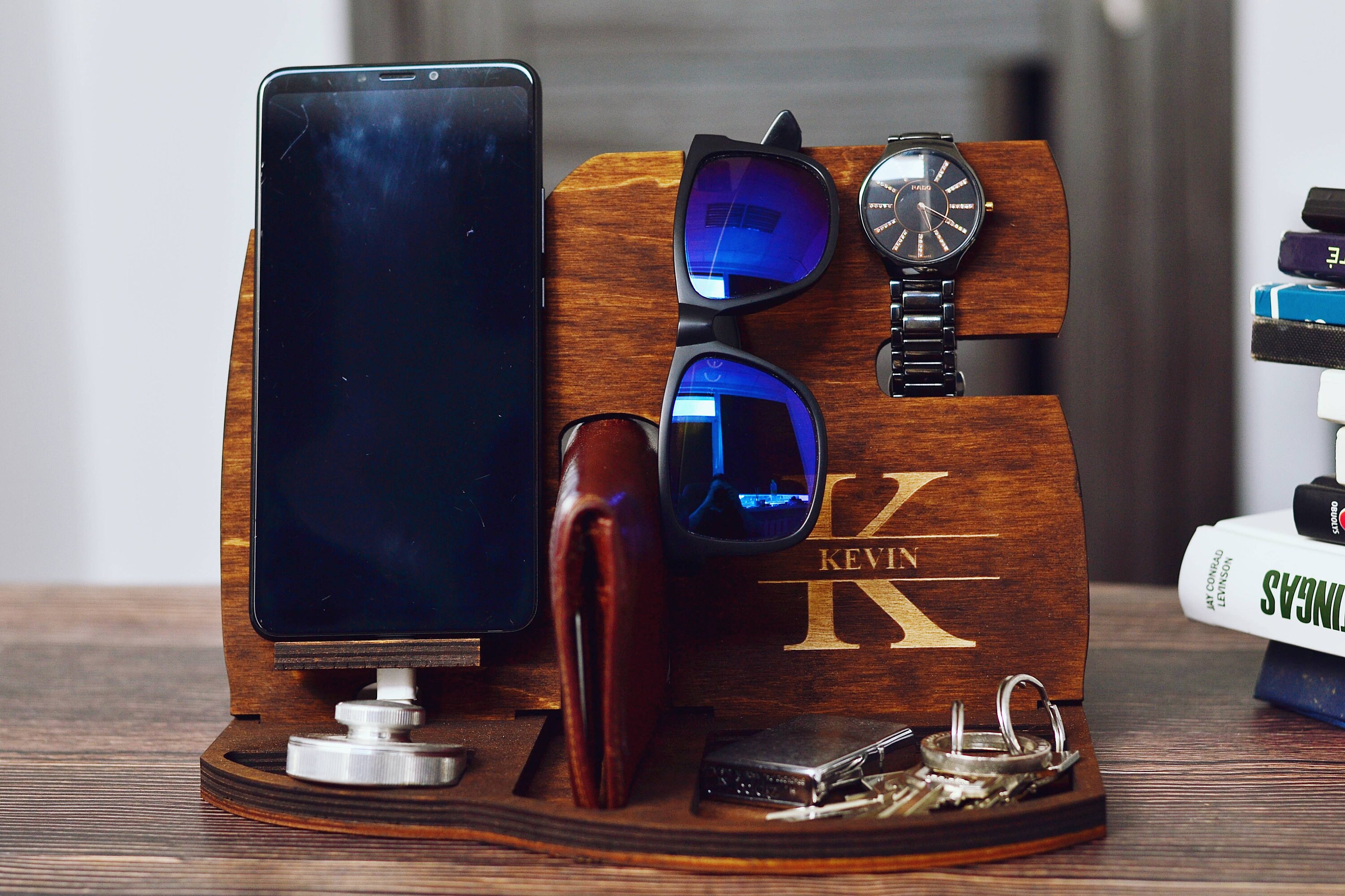 mens wallet key phone holder gift idea for men Fathers day gift Wood ...
