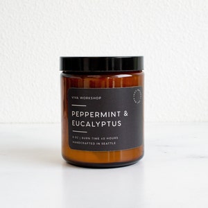 Peppermint & Eucalyptus Candle Spa Candle With Essential Oils | Soy Candle Self Care Gift | 8 Oz ...