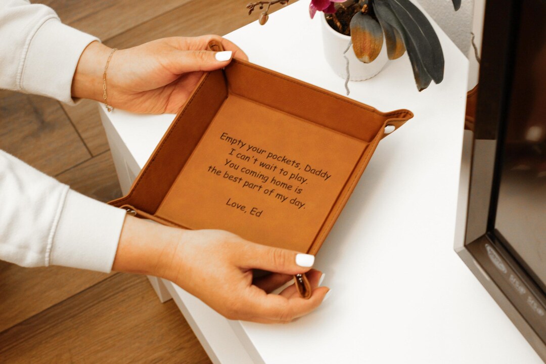 Personalized Leather Valet Tray – Custom Engraved Monogram Catch All ...