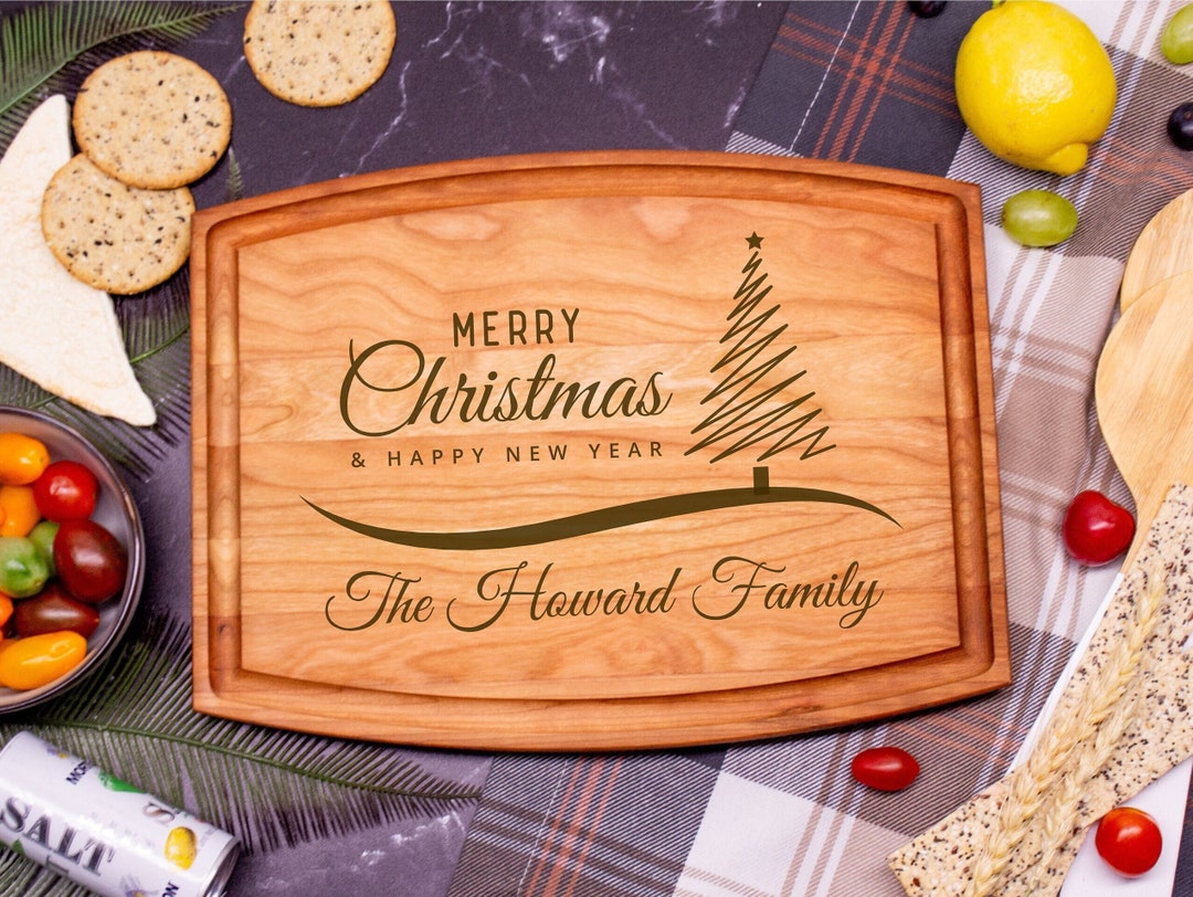 Personalized Family Christmas Cutting Board Gift for Her, Merry ...