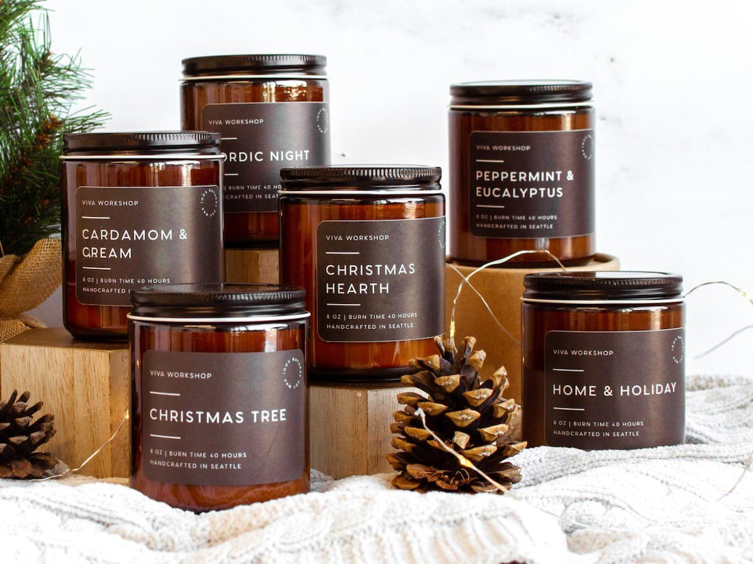 Winter Scents | Hand-poured Soy Wax Candles in Amber Jars, Christmas ...