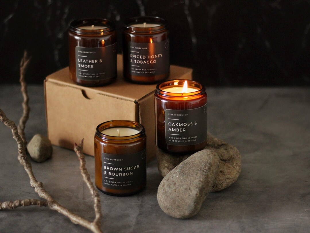 Handcrafted Soy Candles for Men | Masculine Candle Gift Set | Natural ...