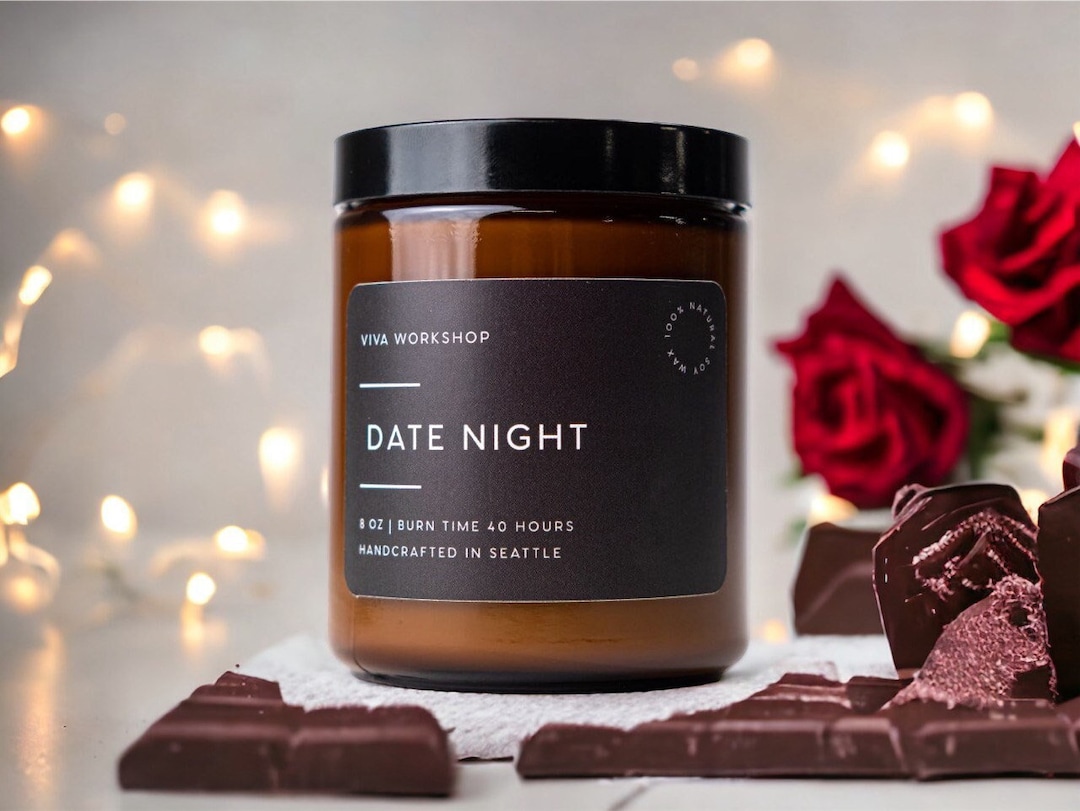 Date Night Soy Candle - Romantic Scented Candle in Amber Jar, Perfect ...