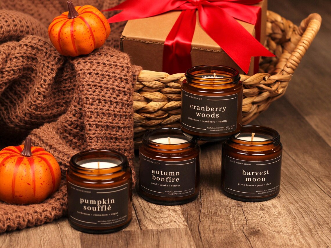 Fall Candle Gift Set | Cozy Soy Candles for Her, Pumpkin Soufflé ...