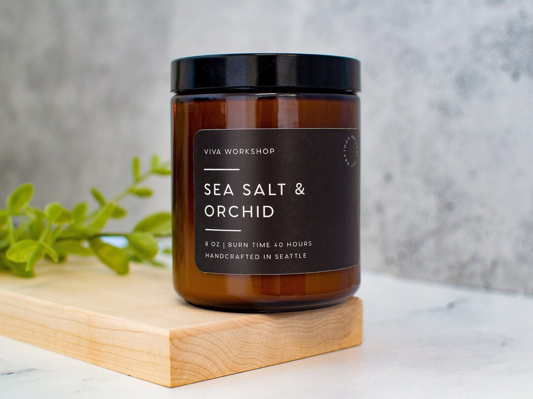 Sea Salt & Orchid Scented Candle Mothers Day Gift Hand-poured Soy Wax ...