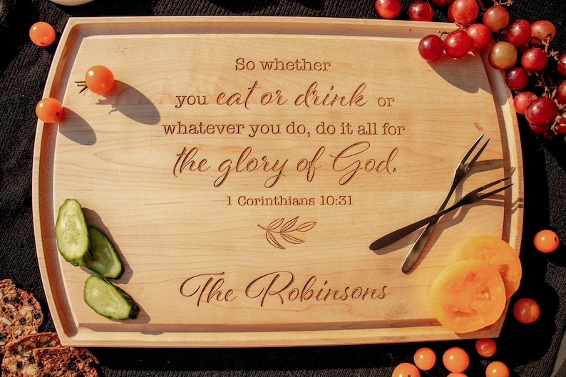Personalized Christian Cutting Board | Bible Verse Kitchen Gift ...