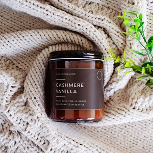 Cashmere Vanilla Candle Handmade Soy Wax Candle - Aromatherapy Gift for ...