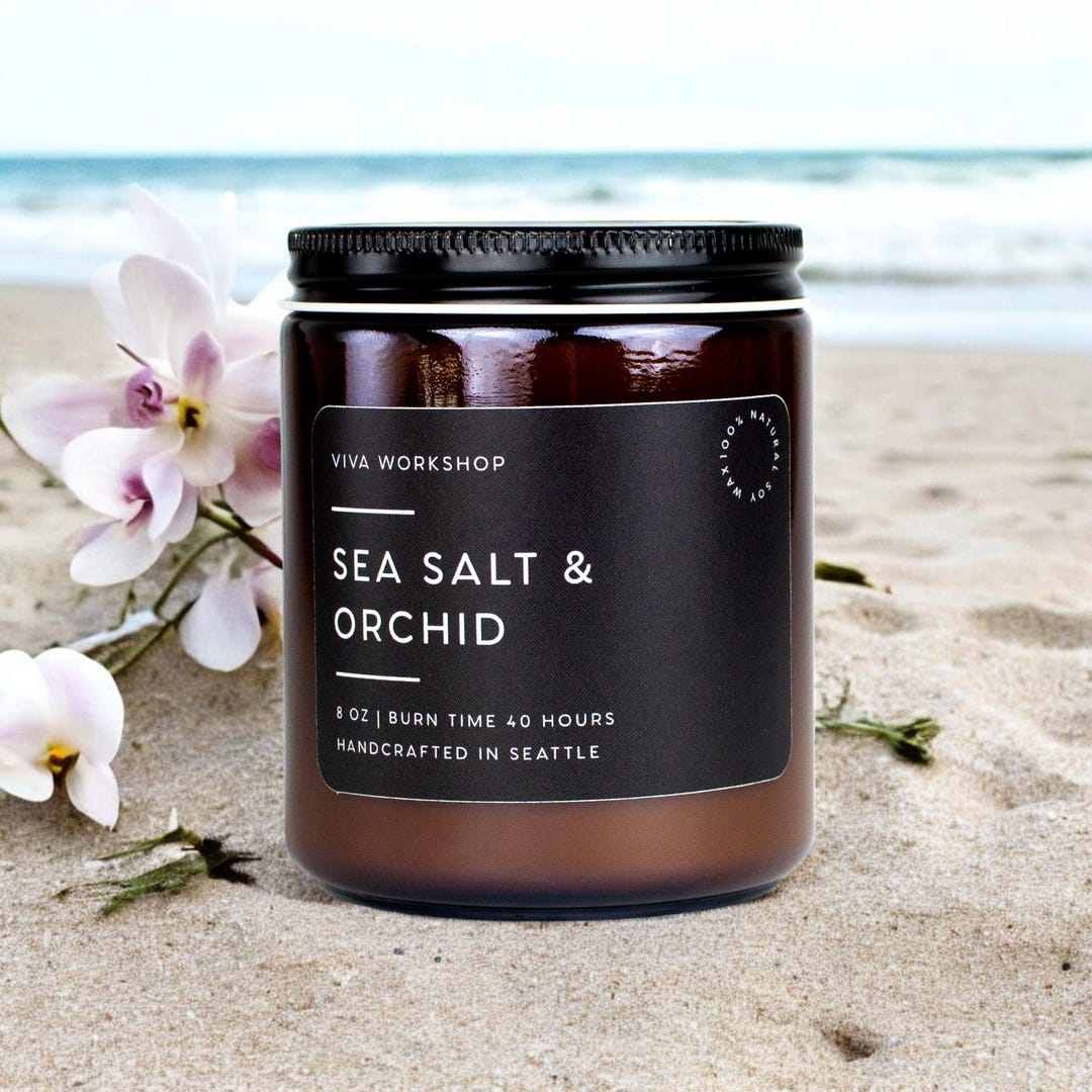 Sea Salt & Orchid Scented Candle Mothers Day Gift | Hand-poured Soy Wax ...