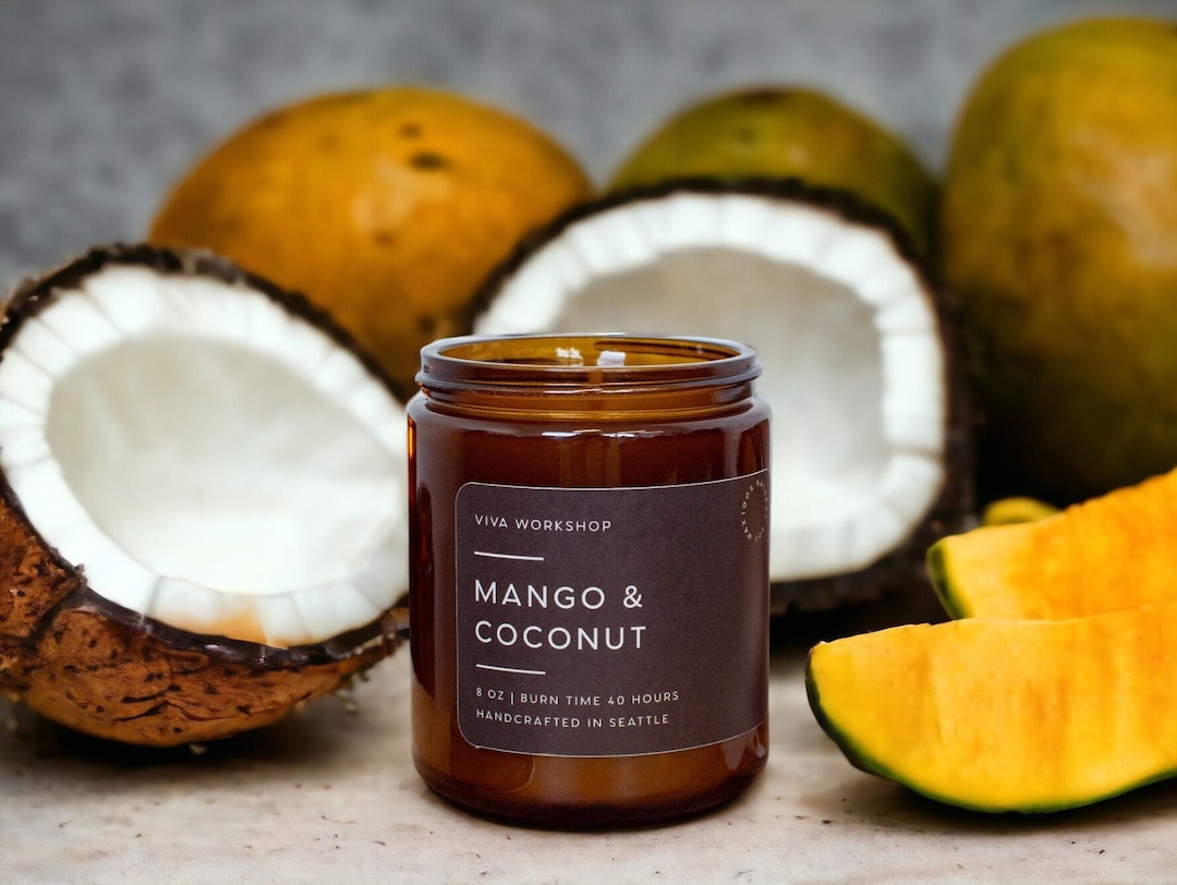 Tropical Mango & Coconut Soy Wax Candle, Fruity Mango Scented Candles ...