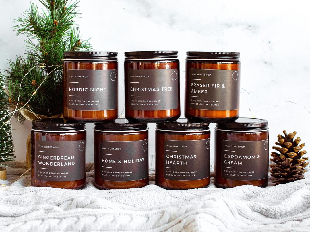 Christmas Candle | Holiday Candle | Winter Scented Candle | Amber Jar ...