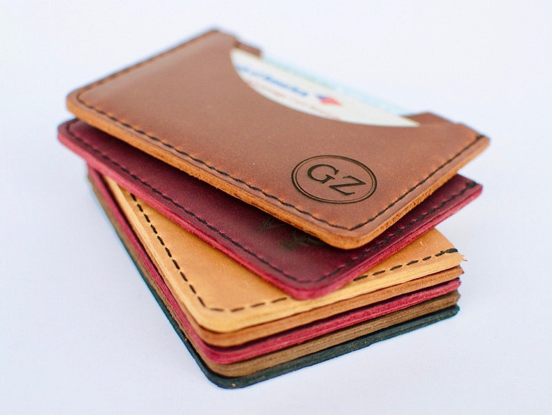 Leather Mini Wallet Personalized Gift for Men Slim Card Case - Etsy
