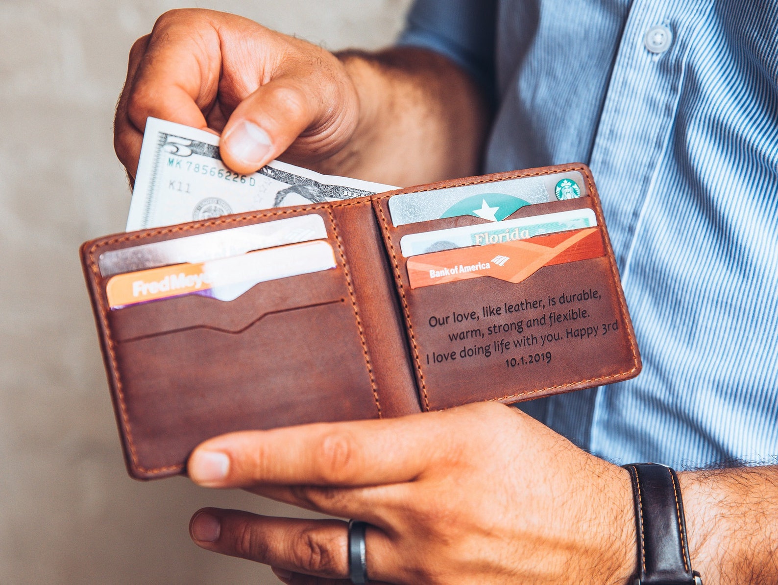 Personalized Leather Wallet Gift for Men Birthday Gift for | Etsy