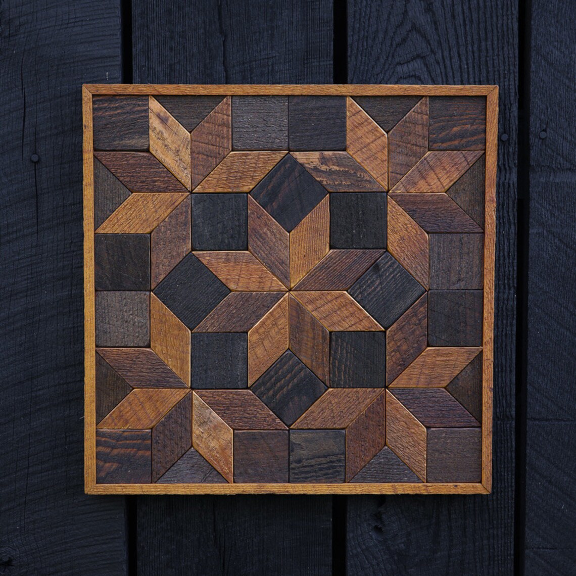 Starry Night Handmade Wooden Pieced Barn Quilt Wall Hanging | Hemlock ...
