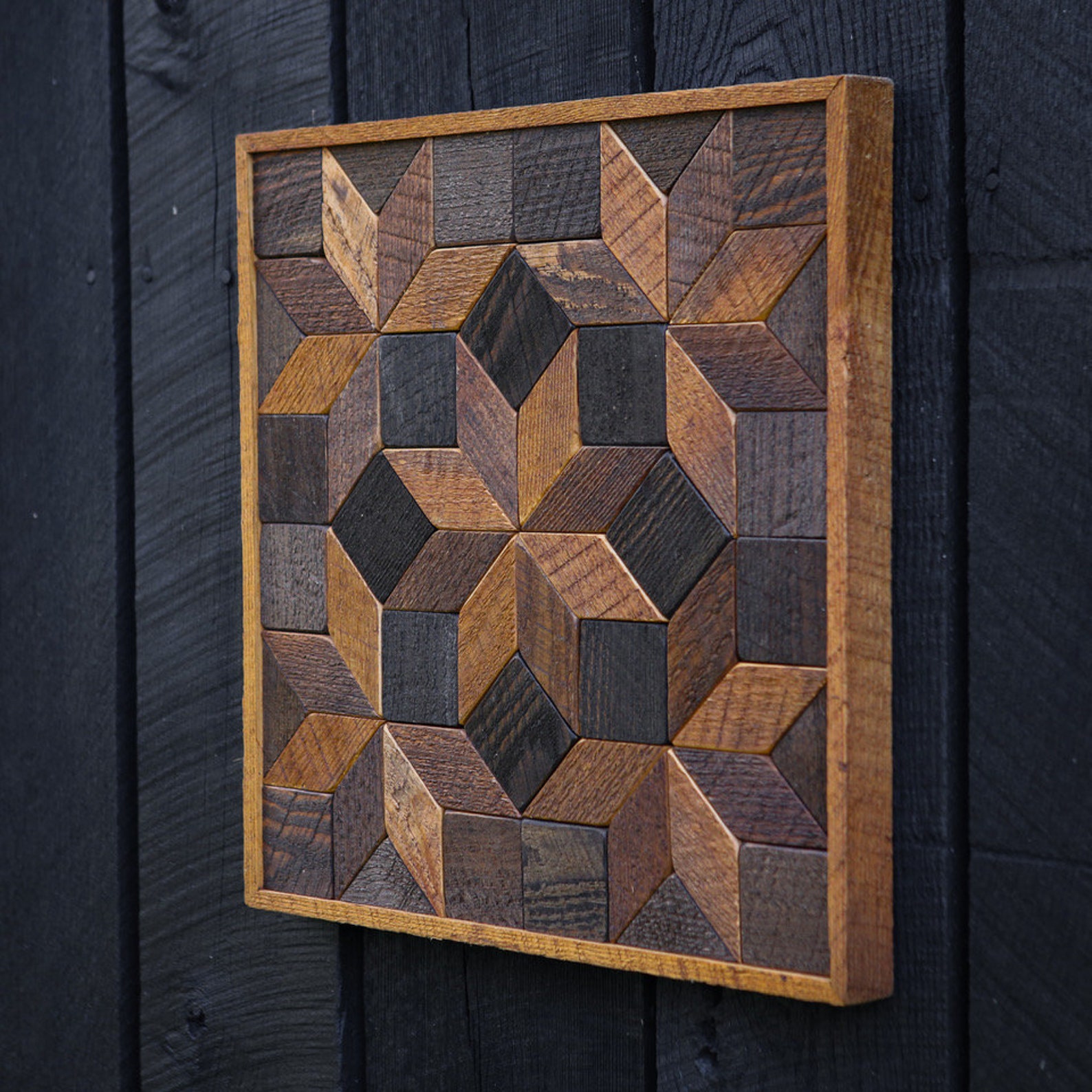 Starry Night Handmade Wooden Pieced Barn Quilt Wall Hanging | Hemlock ...