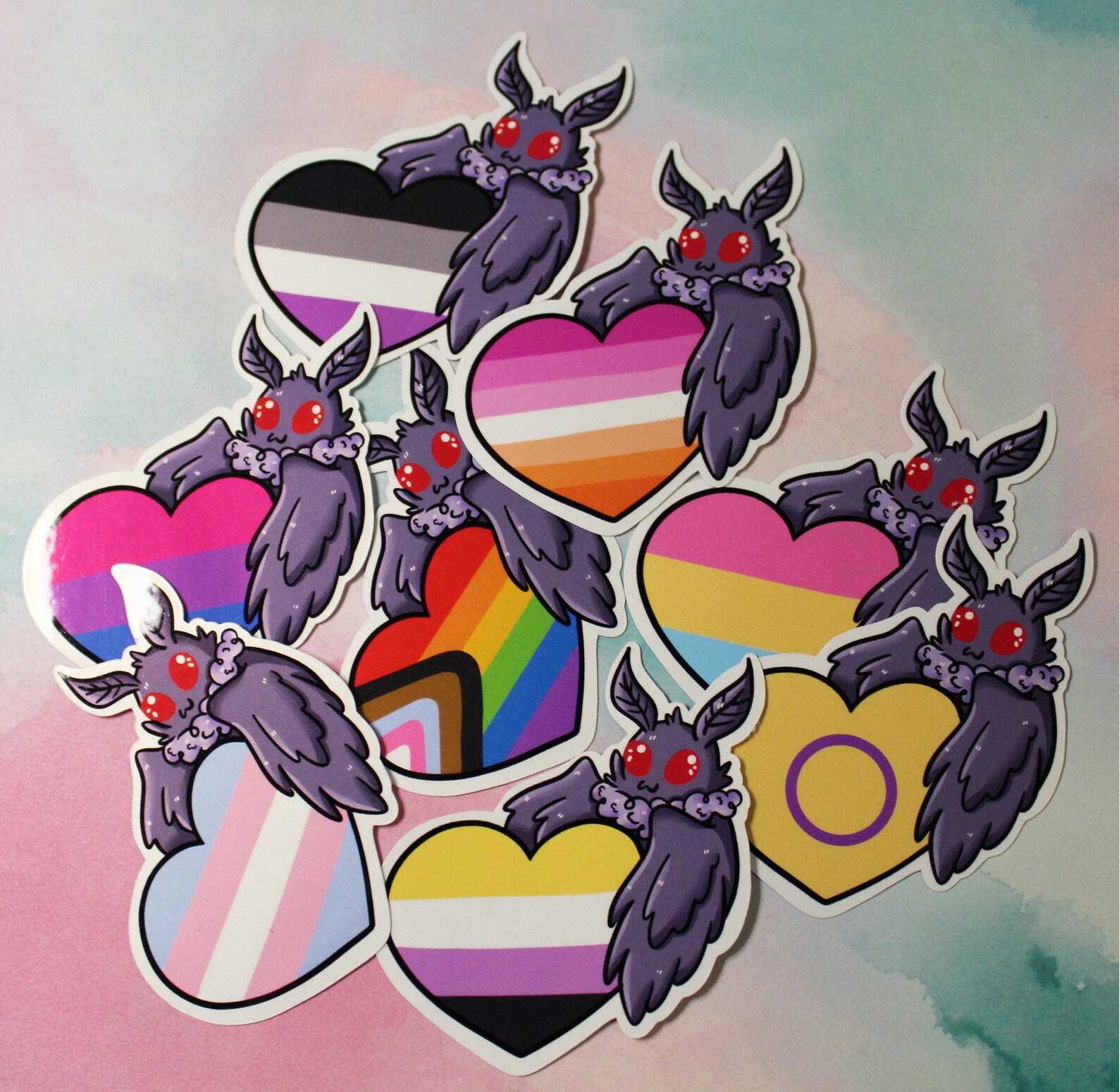 Mothman Pride Stickers Cute Cryptid Weatherproof Glossy - Etsy