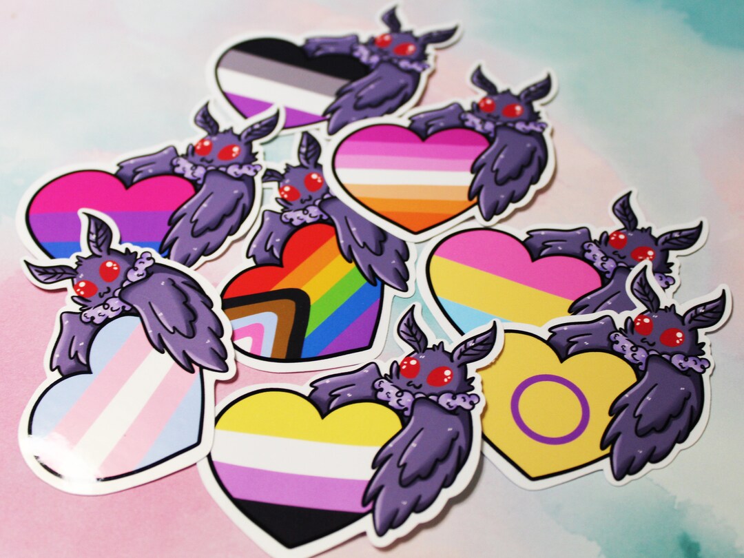 Mothman Pride Stickers- Cute Cryptid Weatherproof Glossy Sticker ...
