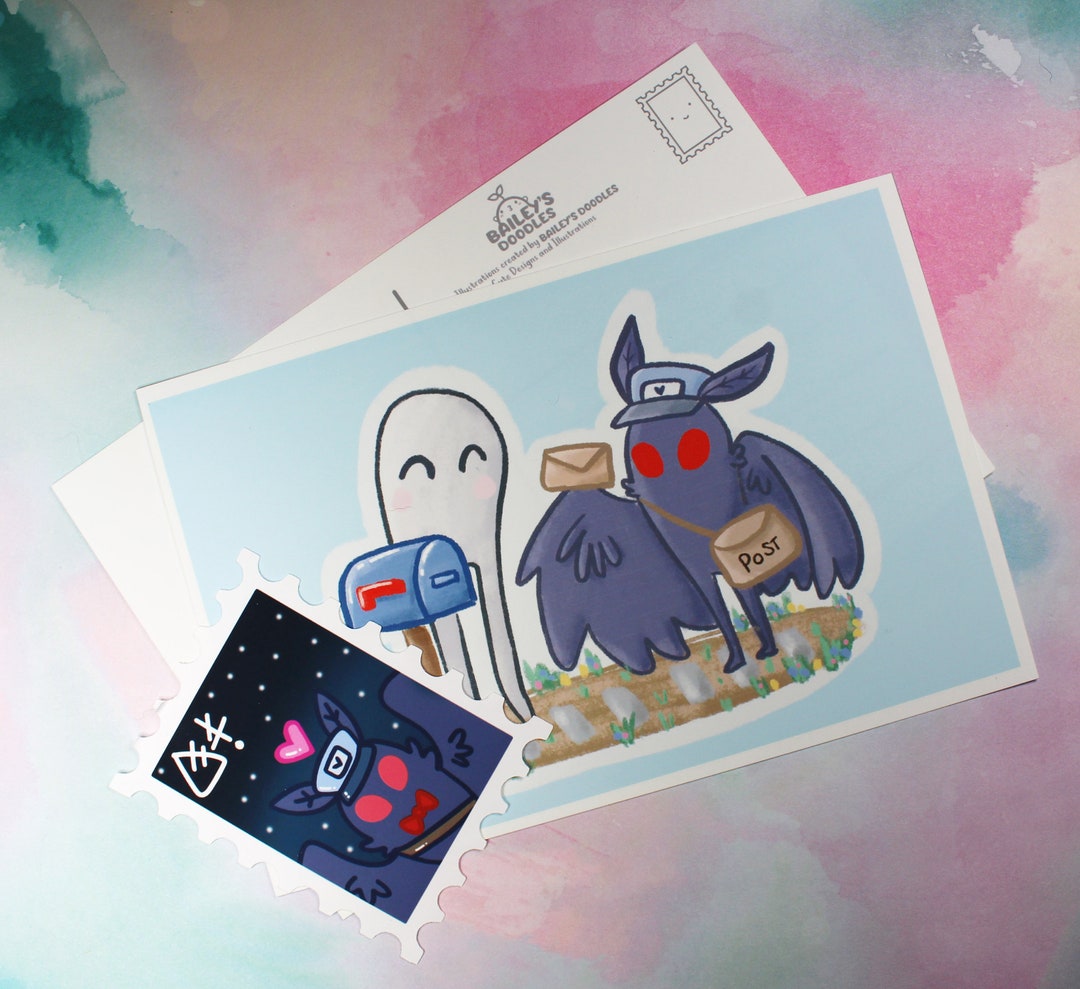Mothman Stamp & Postcard Cryptid Postcard Sticker Saveusps Postcard ...