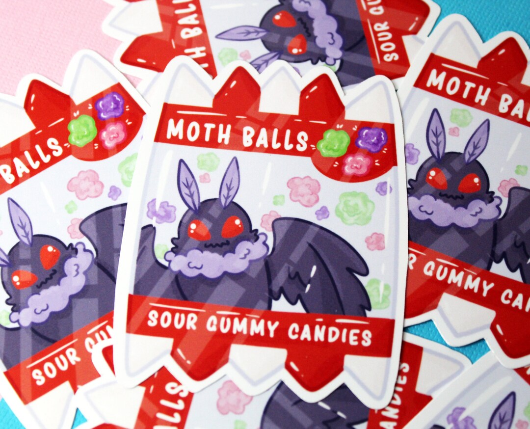 Moth Ball Gummies Laminated Glossy Sticker Cute Sticker Die Cut Sticker ...